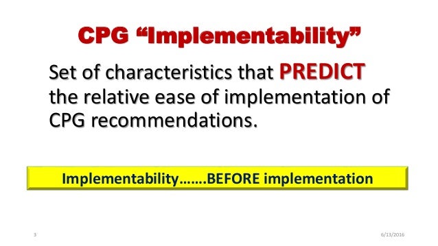 Overview on CPG Implementation