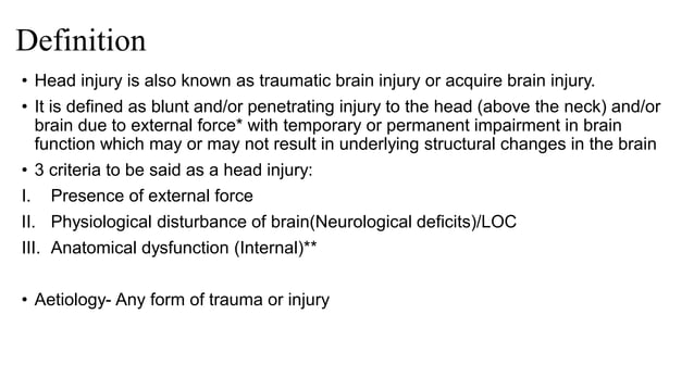 Overview on head injury pdf | PPT