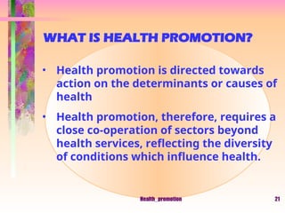 OVERVIEW HEALTH PROMOTION AND EDUCATION ppt | PPT
