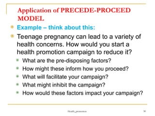 OVERVIEW HEALTH PROMOTION AND EDUCATION ppt | PPT