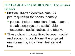 OVERVIEW HEALTH PROMOTION AND EDUCATION ppt | PPT