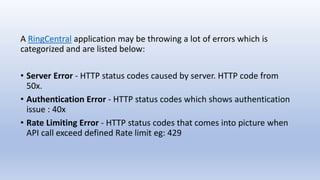 Overview on ring central errors | PPT