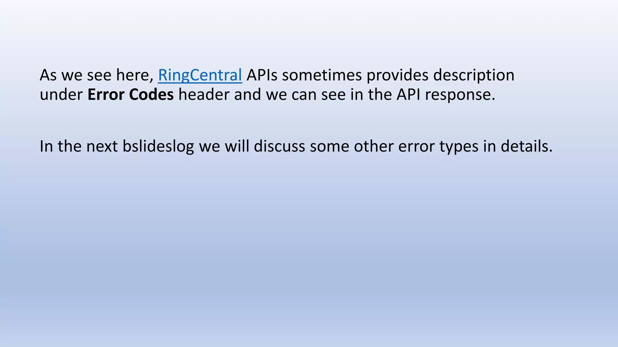 Overview on ring central errors: part 2 | PPTX