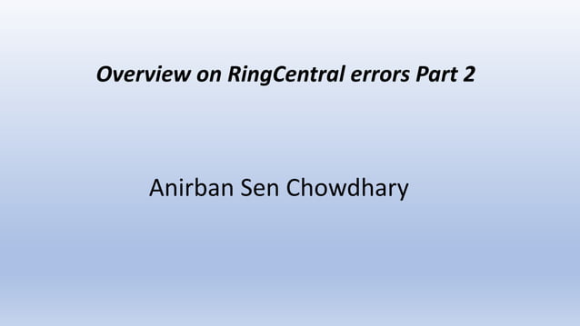 Overview on ring central errors: part 2 | PPT