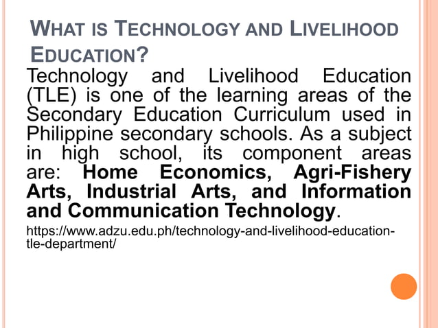OVERVIEW ON TLE.pptx | Vocational Training | Careers