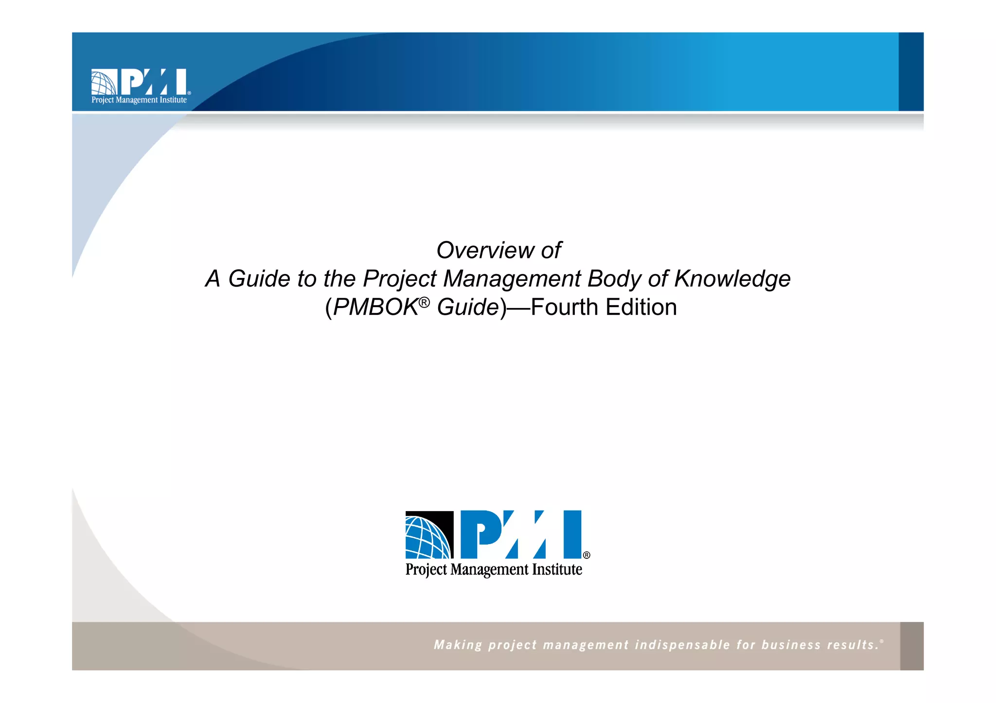 Overview pmbok guide4thedition | PDF