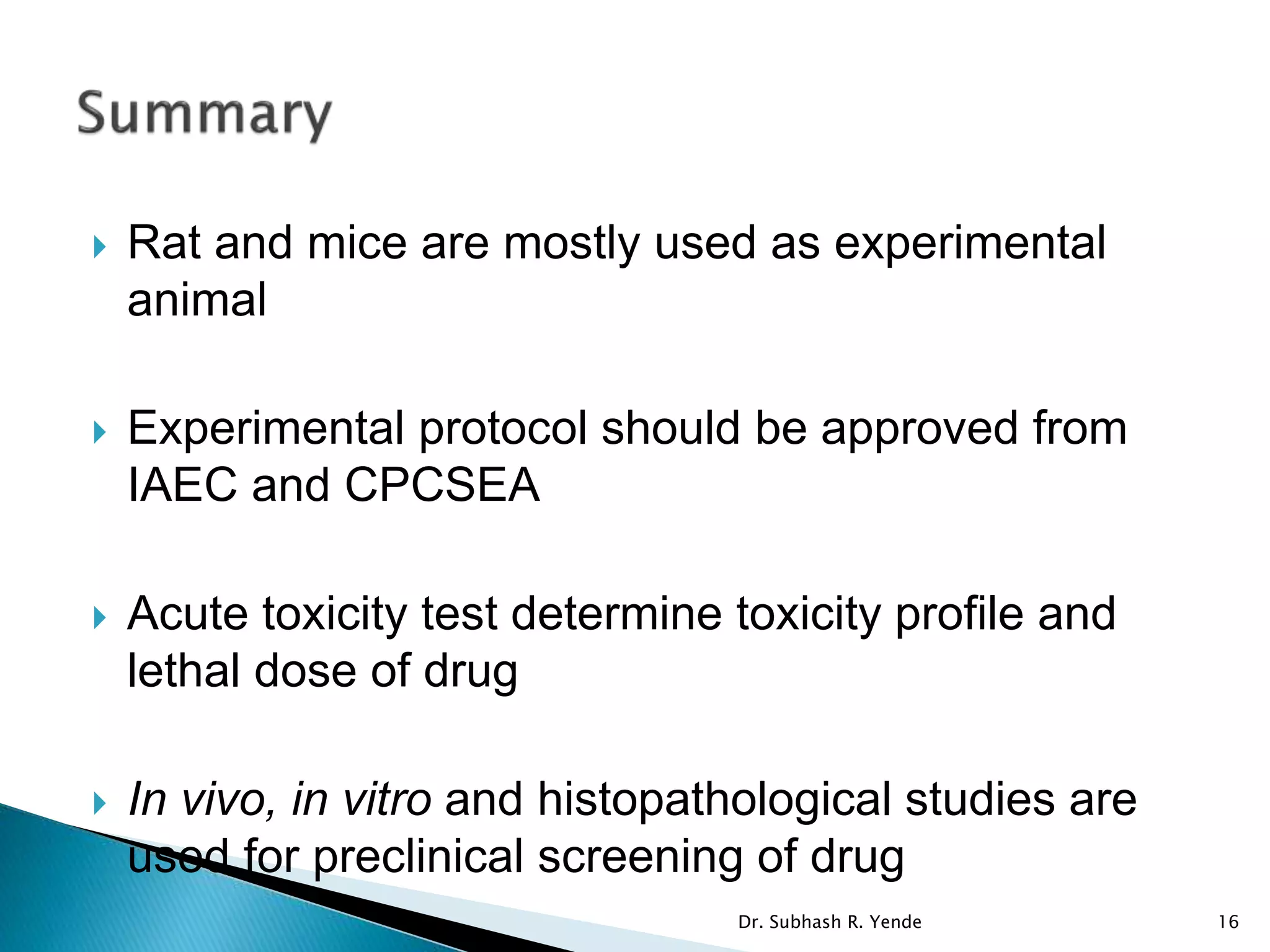 Preclinical experimentation: An overview | PPTX