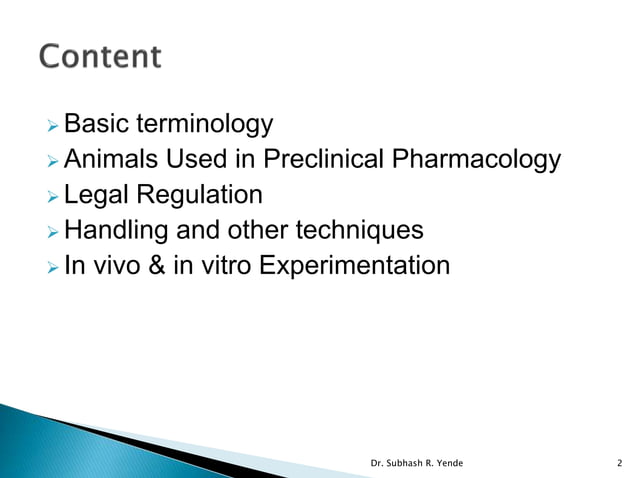 Preclinical experimentation: An overview | PPTX