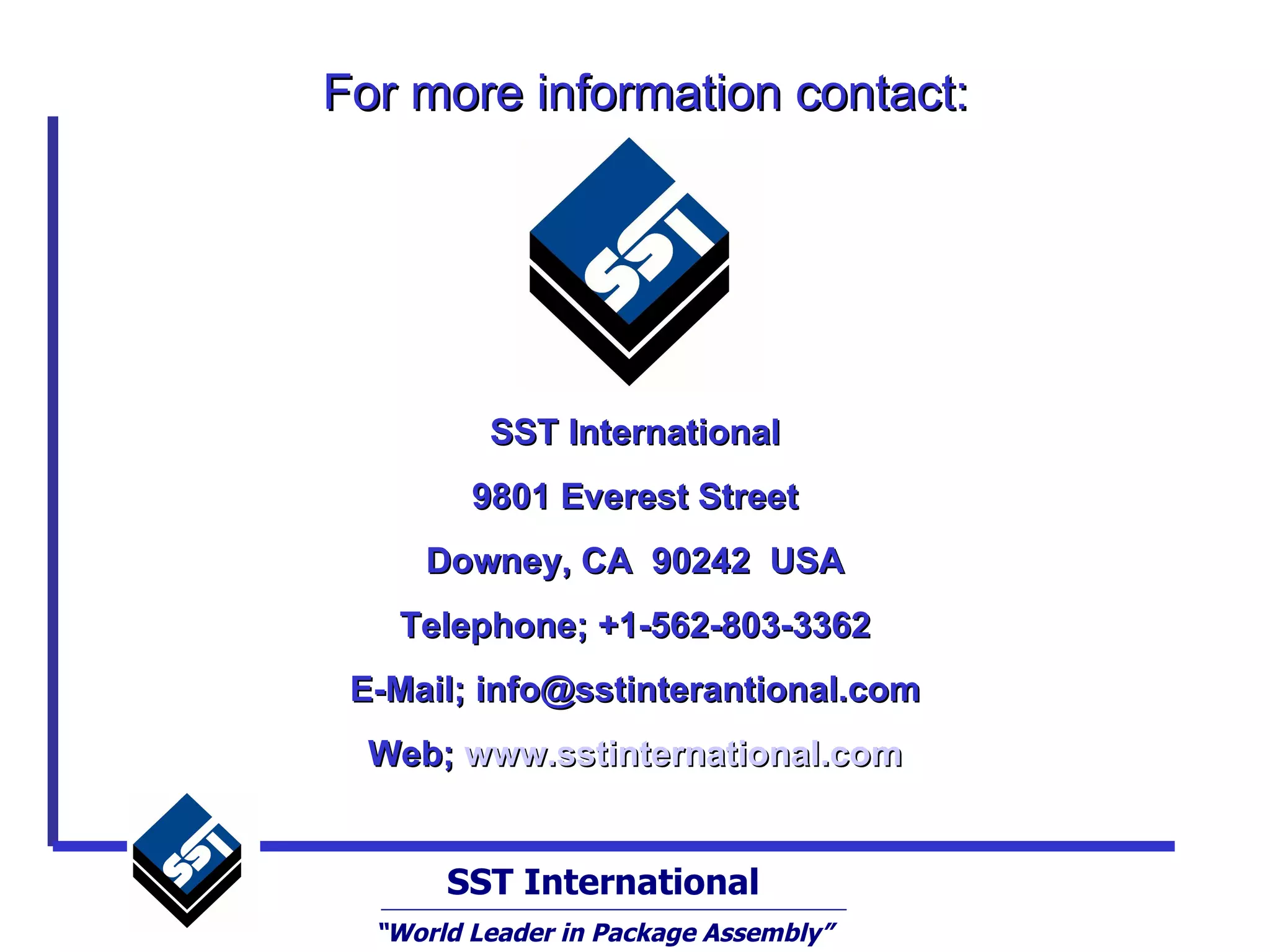 SST International Overview presentation | PPT