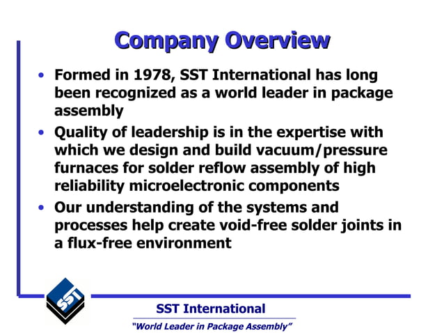 SST International Overview presentation | PPT