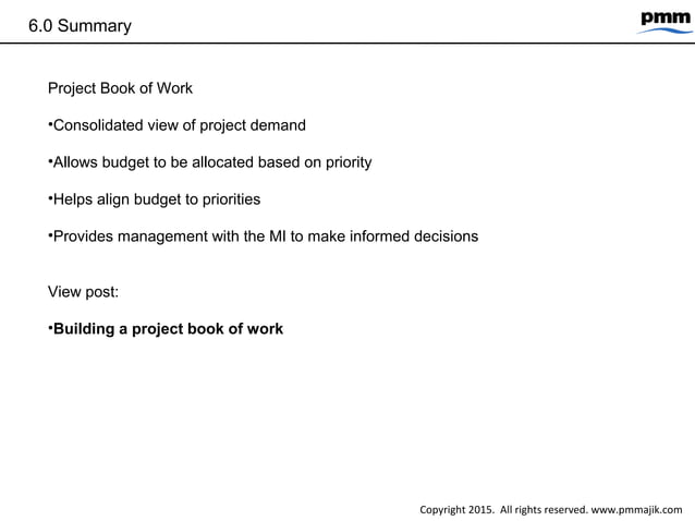 Overview of a Project Book of Work | PPT