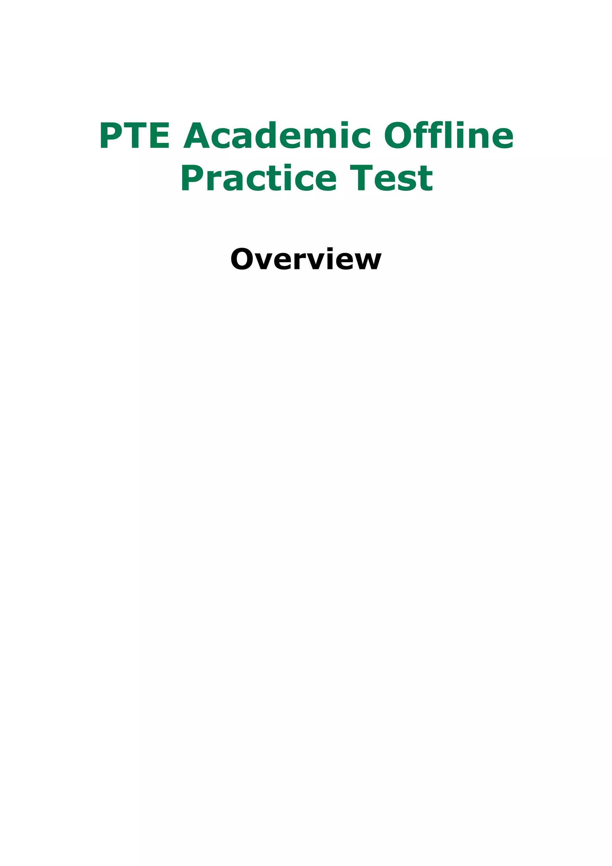 Overview PTE Academic Practice Test | PDF