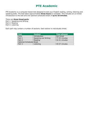 Overview PTE Academic Practice Test | PDF