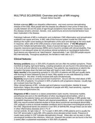 Overview & role of imaging of ms | PDF