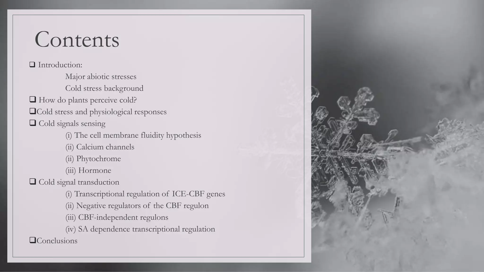 Overviews of cold tolerance regulatory mechanisms | PPTX