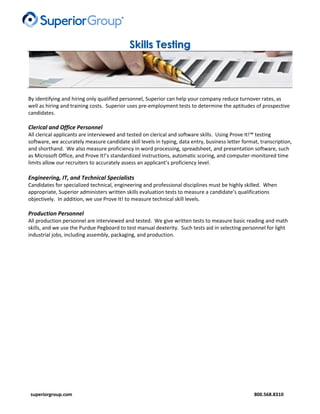 Overview superior group | PDF | Business Administration | Business