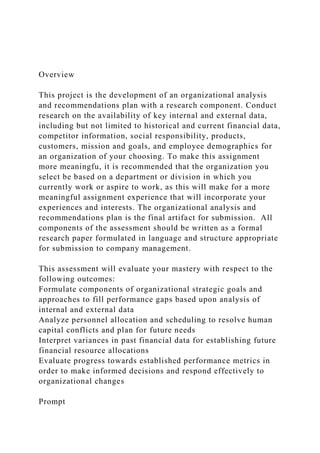 Overview This project is the development of an organizationa.docx ...