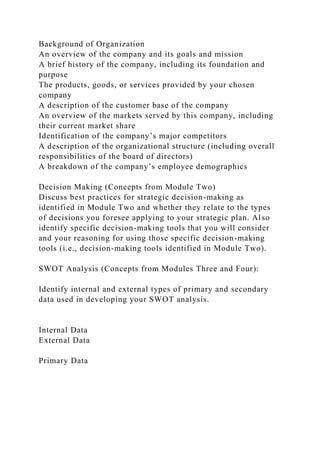 Overview This project is the development of an organizationa.docx ...