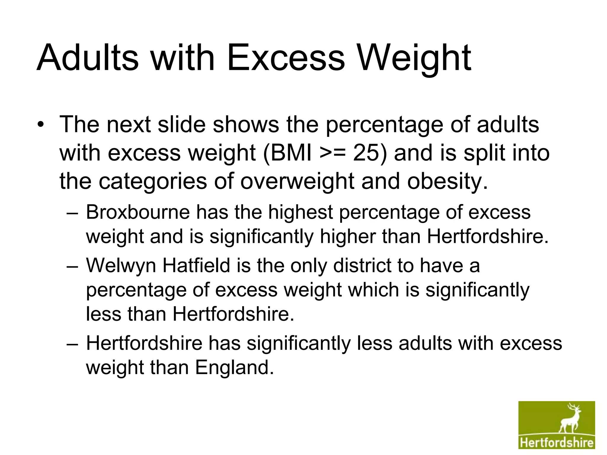Overweight underweight and obesity in hertfordshire adults | PPT