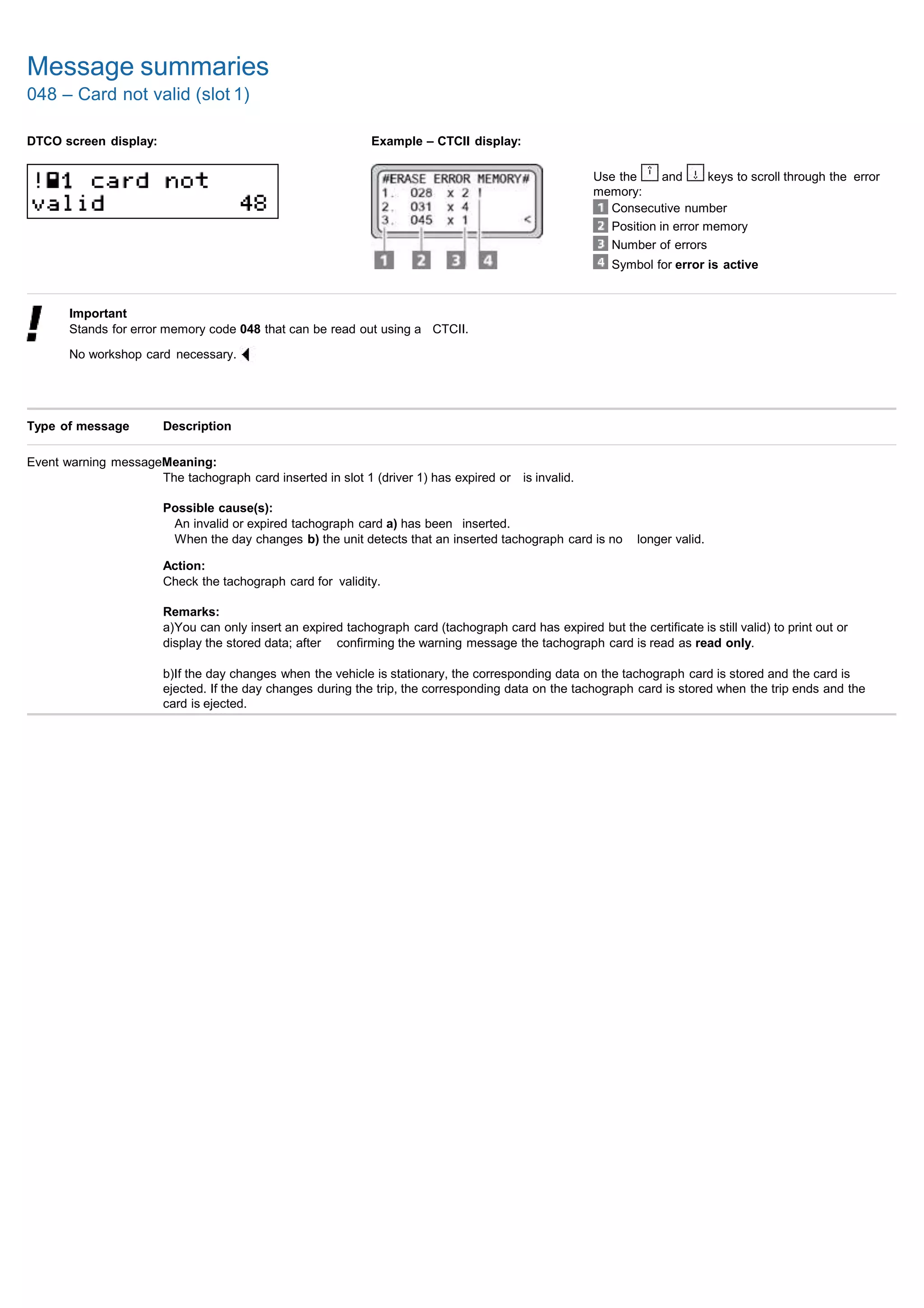 Overzicht Foutcodes DTCO VDO Digitale Tachograaf - Engels | PPTX