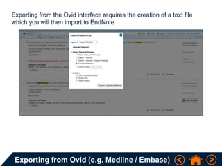 Exporting references - Ovid - Knowledge Base | PPTX