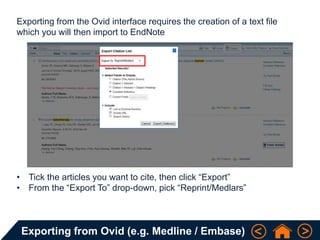 Exporting references - Ovid - Knowledge Base | PPTX