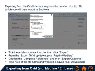 Exporting references - Ovid - Knowledge Base | PPTX
