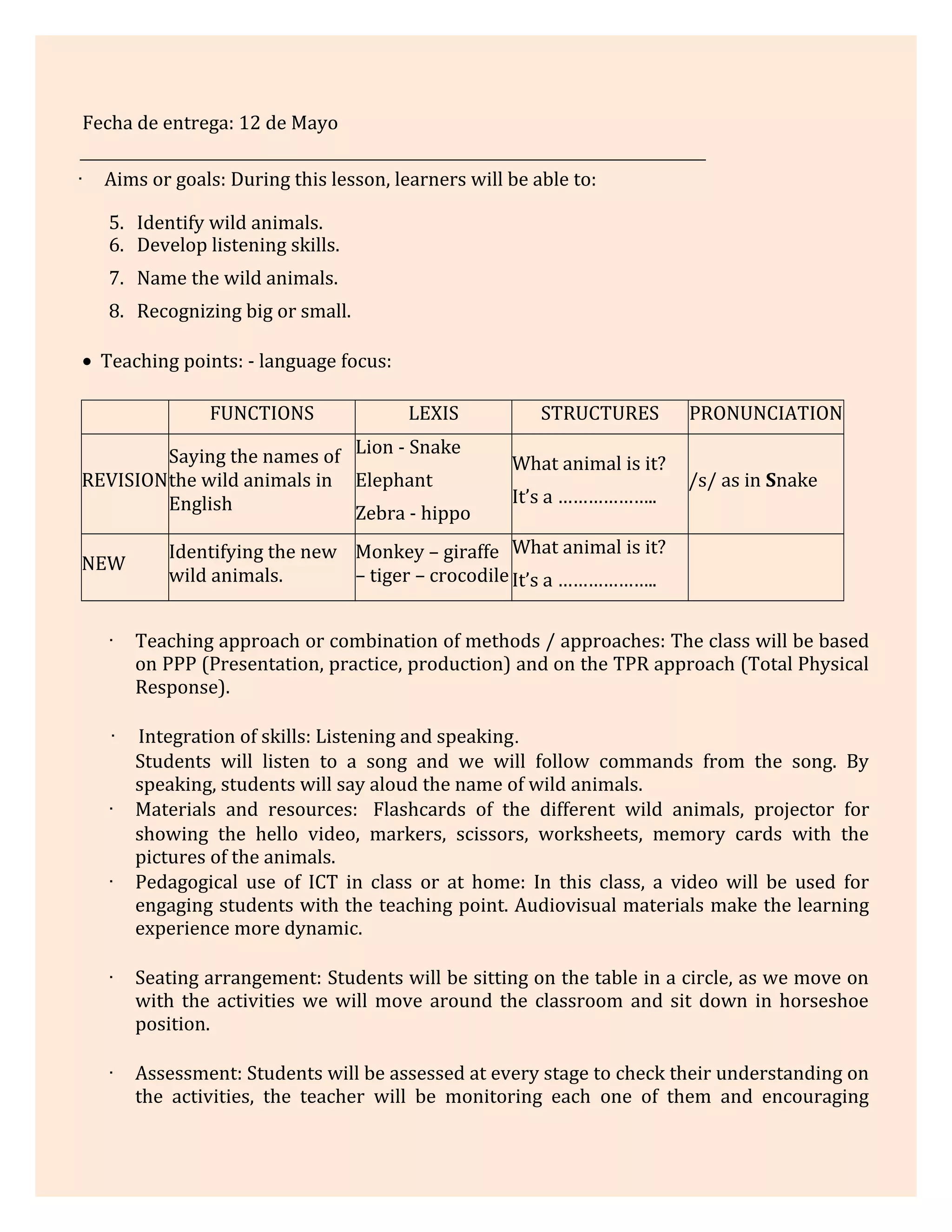 Kindergarden Lesson Plans - Oviedo | DOC