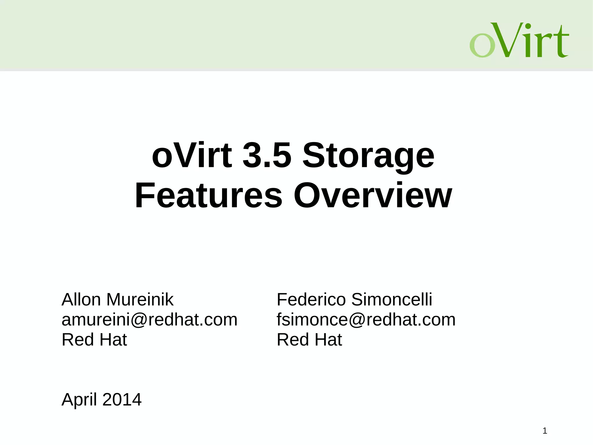 oVirt 3.5 Storage Features Overview | PPT