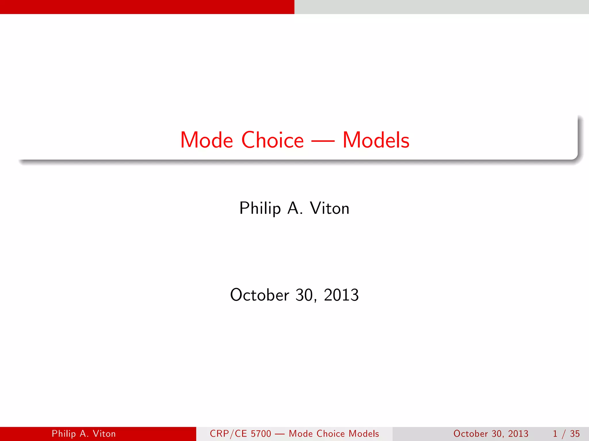 Mode choice models | PDF
