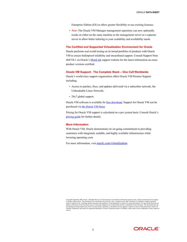 Oracle VM Spec Sheet | PDF
