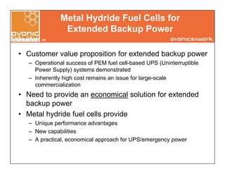 Metal Hydride Fuel Cells, A New and Practical Approach for Backup and ...