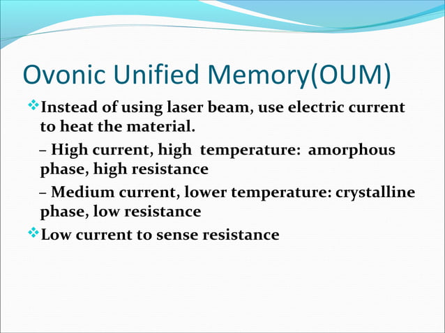 Ovonic unified memory | PPT | Data Storage and Warehousing | Computing