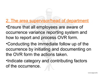 Occurrence variance report | PPT