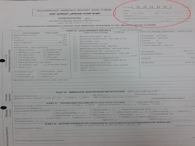 Occurrence variance report | PPT | First Aid | Injuries