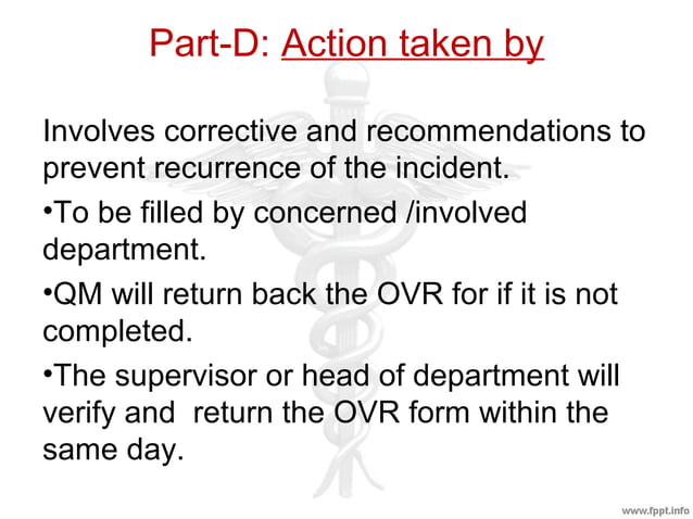 Occurrence variance report | PPT | First Aid | Injuries