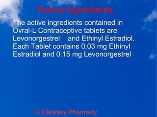 Ovral-L (Ethinyl Estradiol and Levonorgestrel Tablets) | ODP
