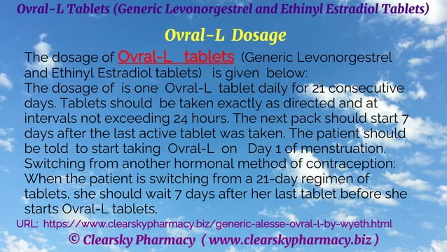 Ovral-L Tablets (Generic Levonorgestrel and Ethinyl Estradiol Tablets ...