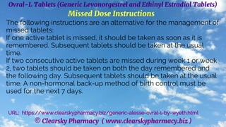 Ovral-L Tablets (Generic Levonorgestrel and Ethinyl Estradiol Tablets ...