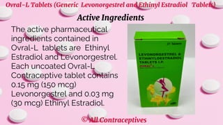 Ovral-L Tablets (Generic Levonorgestrel and Ethinyl Estradiol Tablets) | PDF