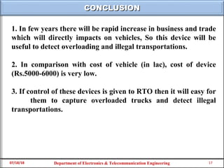 Real time vehicle overload detection and prevention system | PPT