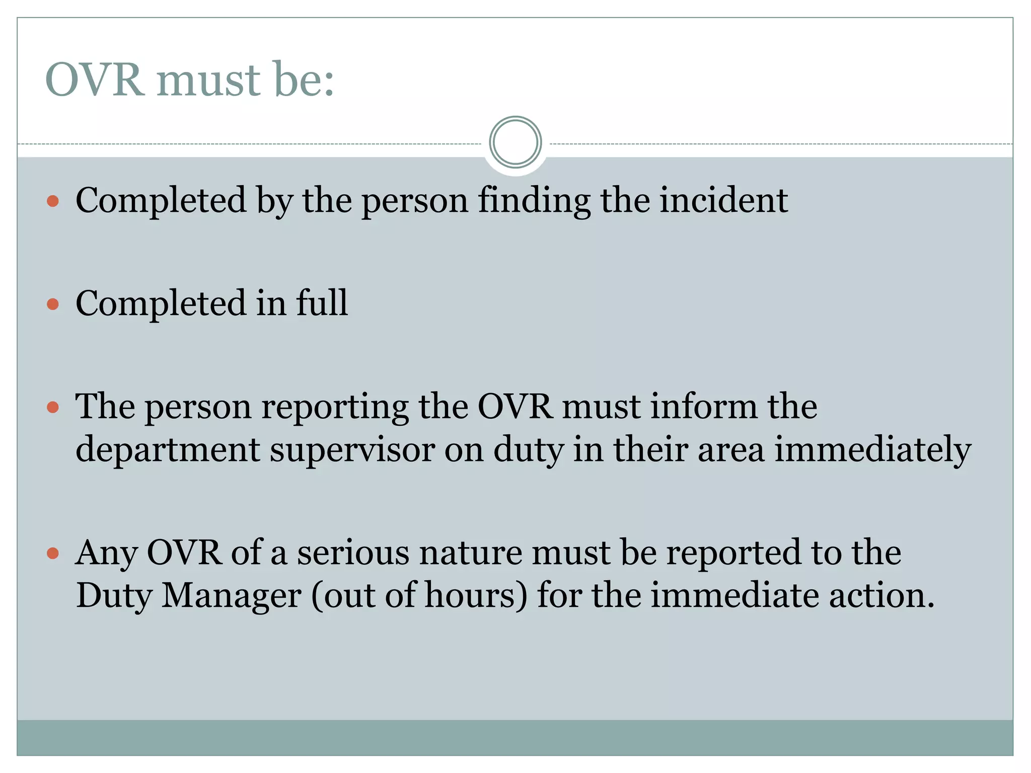 Ovr ,near miss,sentinel event report | PPTX