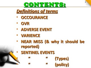 Sentinel Events & OVR (lecture) | PPT