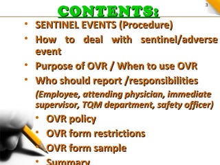 Sentinel Events & OVR (lecture) | PPT