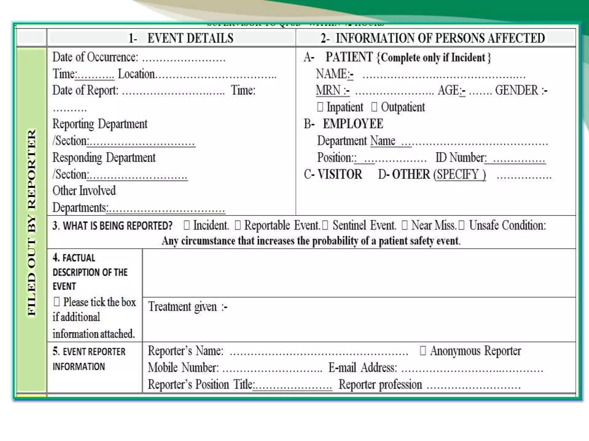 Occurance variance report Incident report بلاغ حادثه | PPSX