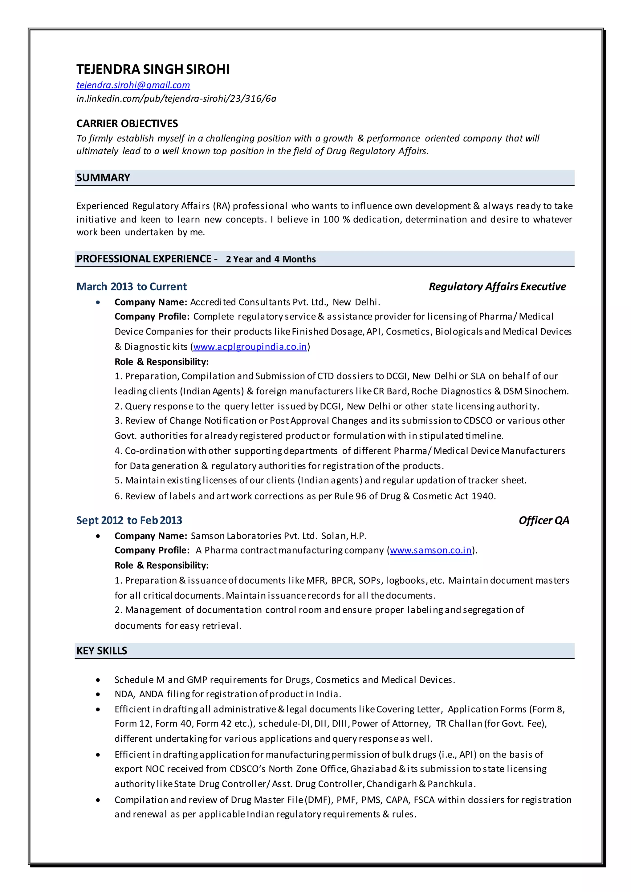 Tejendra cv dra | DOCX