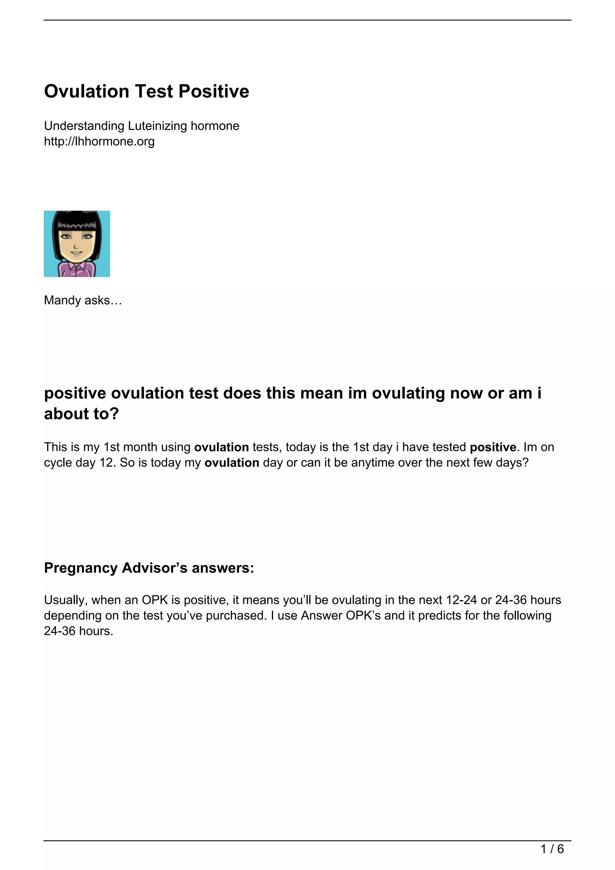 Ovulation Test Positive | PDF