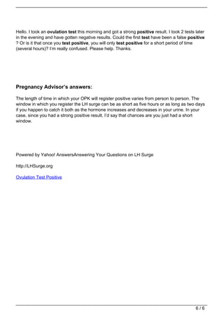 Ovulation Test Positive | PDF