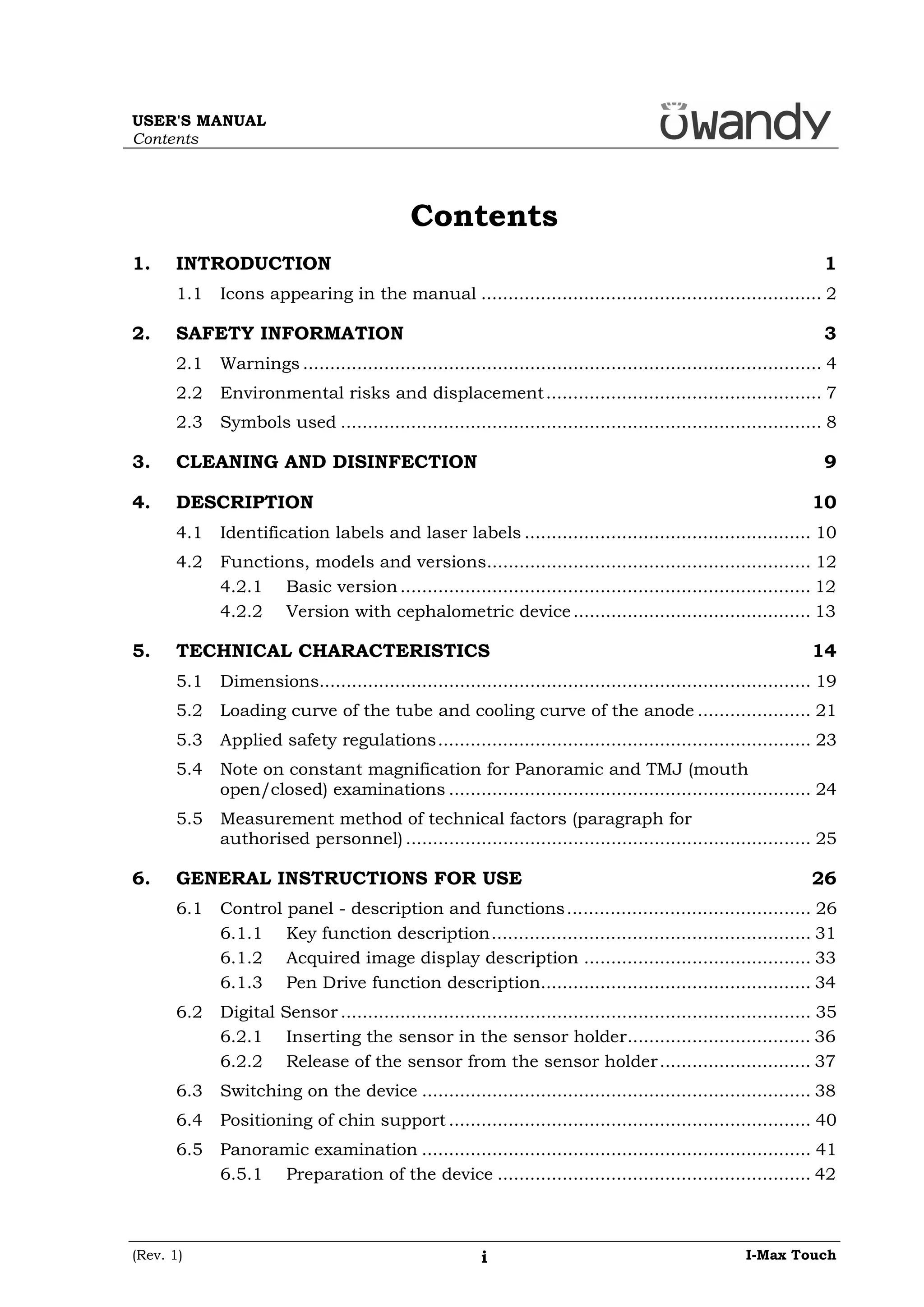 Owandy i-max-touch-2 d-pan-ceph-user-manual-rev1 | PDF