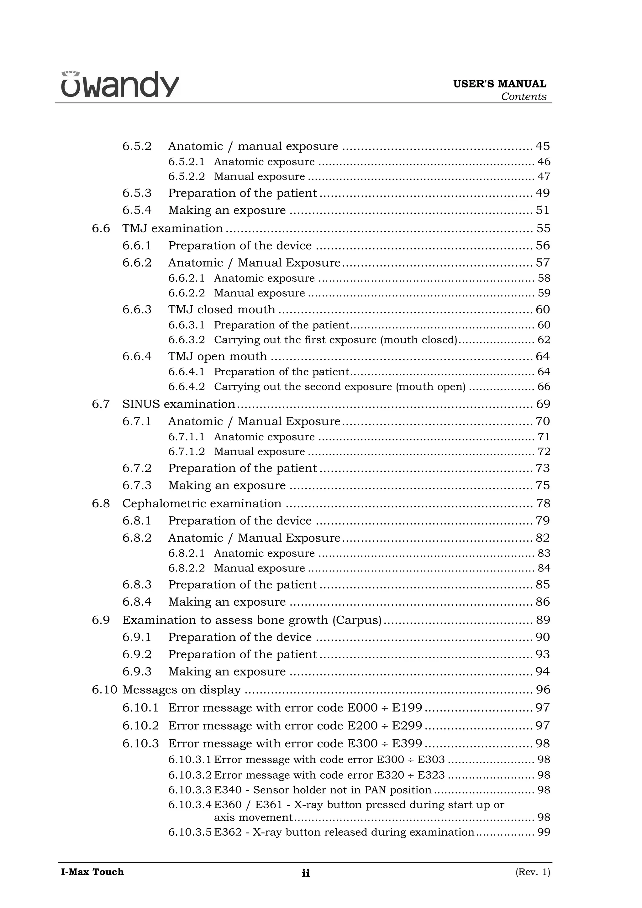 Owandy i-max-touch-2 d-pan-ceph-user-manual-rev1 | PDF